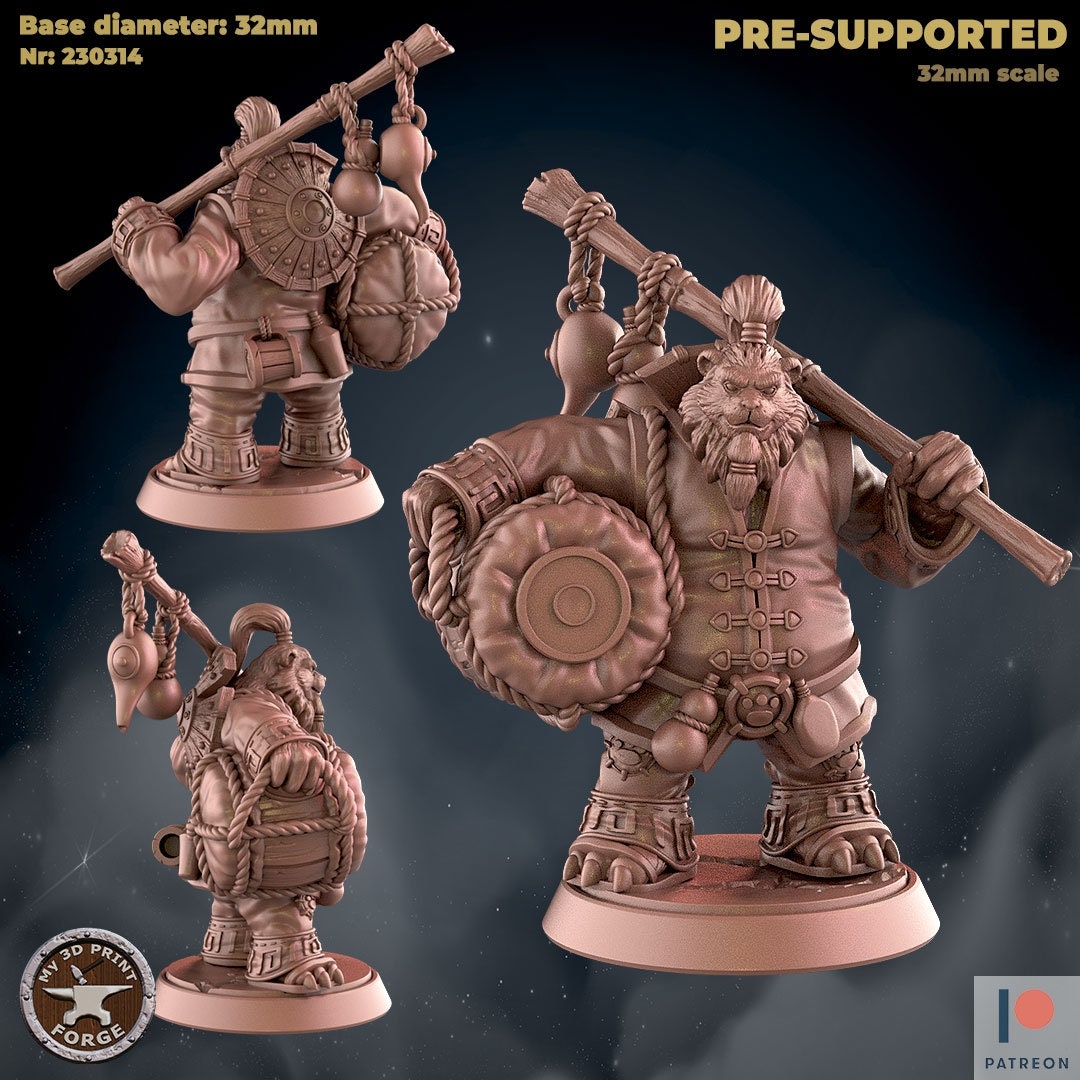Male Panda Leader 32mm Scale Unpainted Miniature for Dnd, Pathfinder ...
