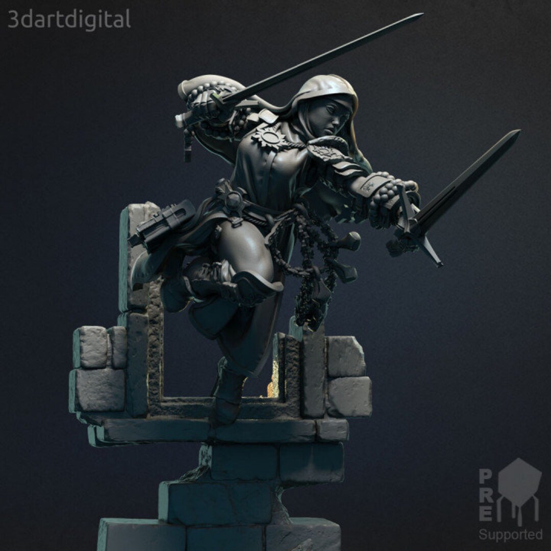 Nun of the Burning Blood - 32mm Scale - Unpainted Miniature for Dnd ...
