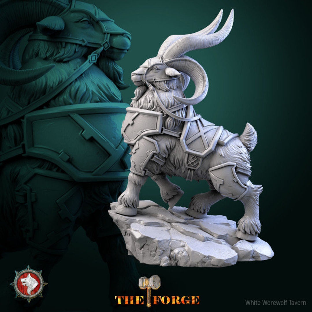 Armored Dwarven Goat - Unpainted Miniature - Etsy