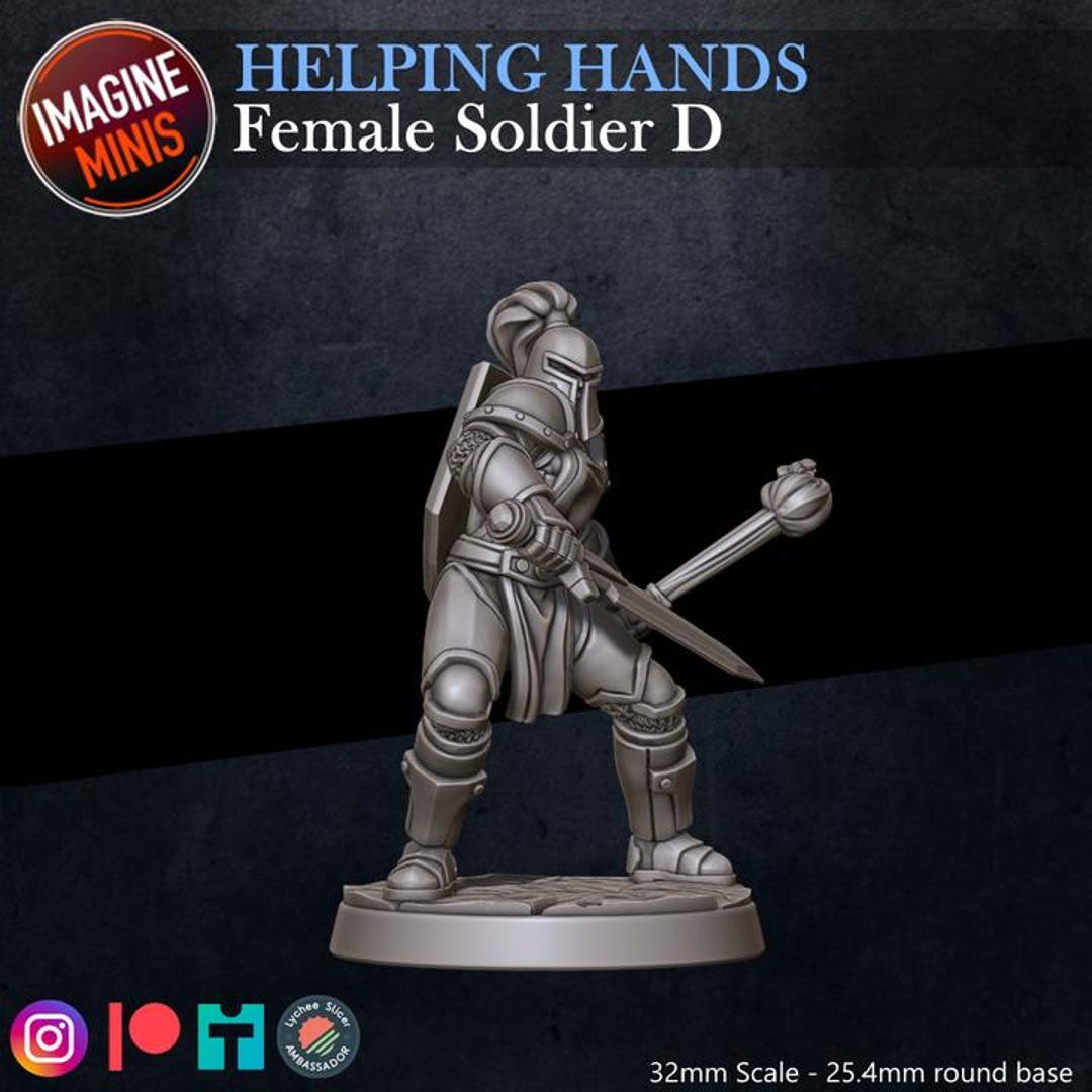 Female Soldier, Pose D - Helping Hands Set - 32mm Scale - Unpainted ...