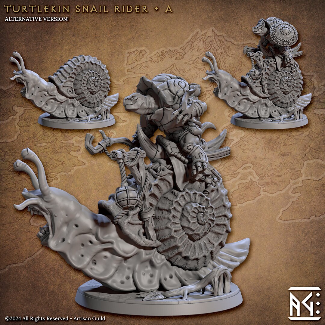 Giant Snail Rider, Pose A - Jadeshell Turtlekin - 32mm Scale ...