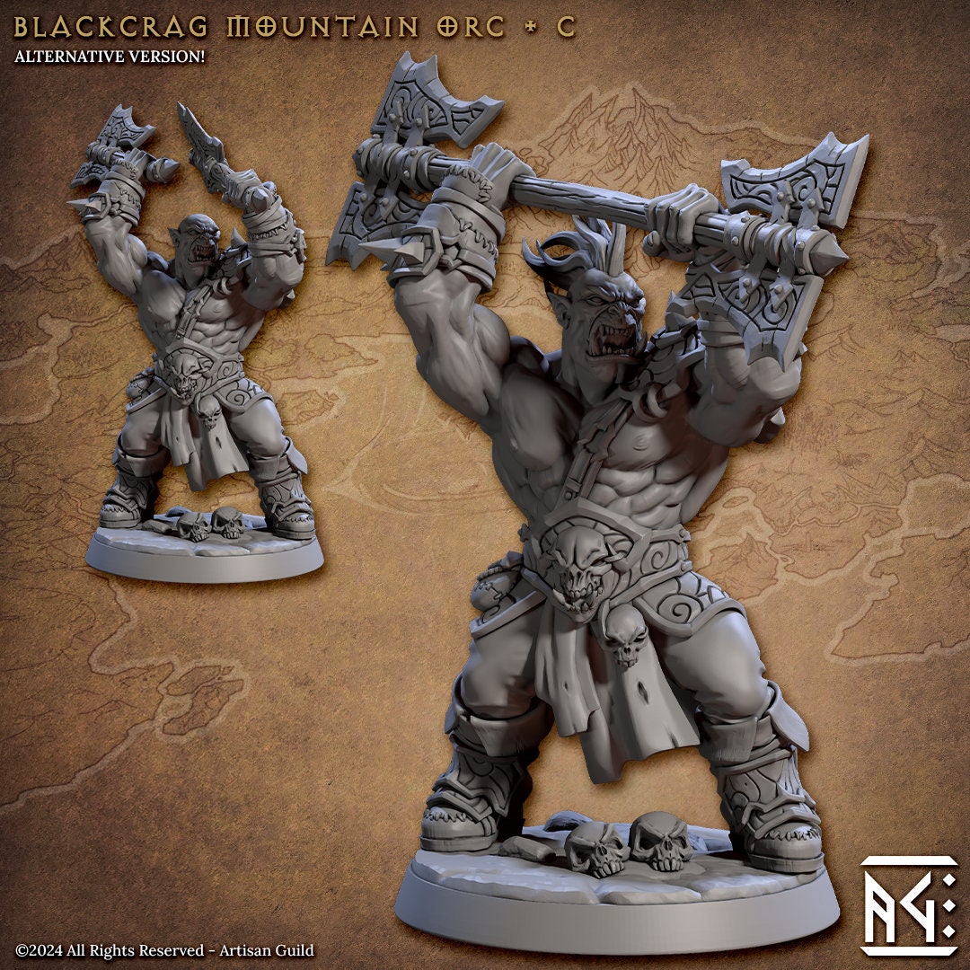 Mountain Orc Barbarian, Pose C - Blackcrag Orcs Set - 32mm Scale ...