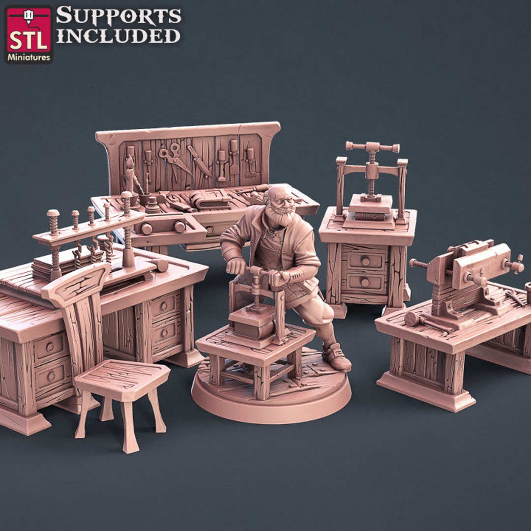 Bookbinder Set - Townsfolk Npcs - Unpainted Miniature - Etsy