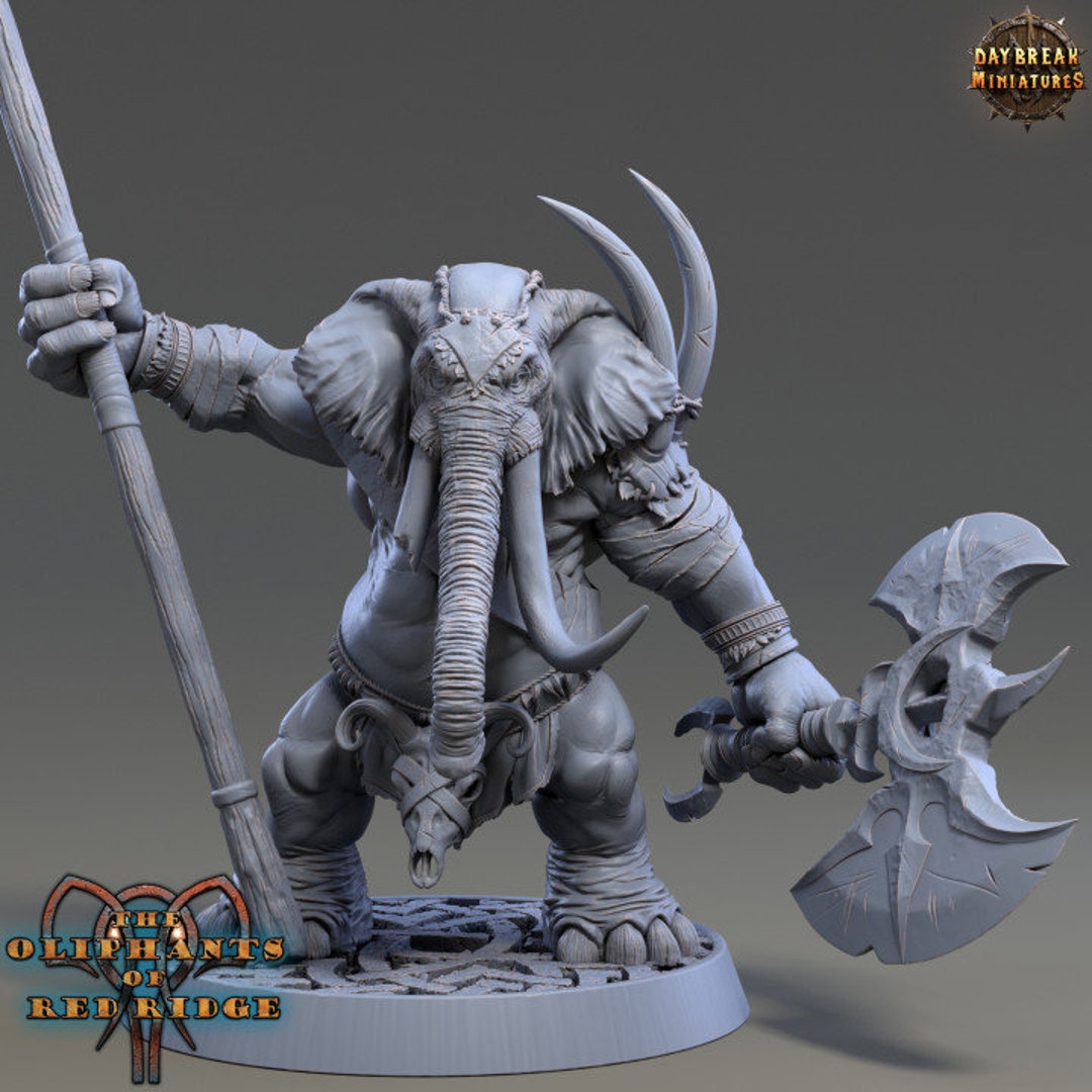 Loxodon Paladin Miniature - Dourbe Tuskbanner - Unpainted Miniature - Etsy