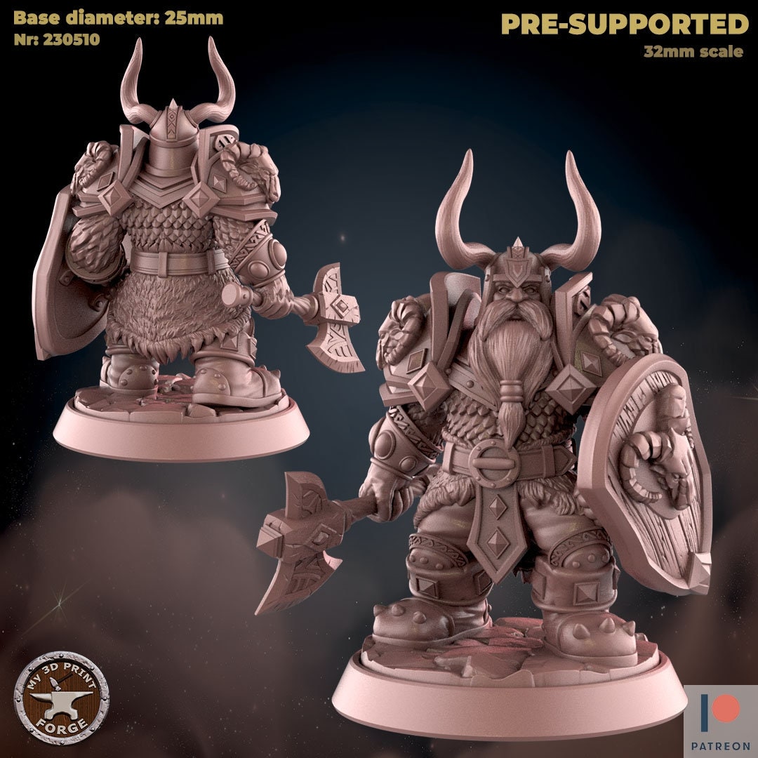 Dwarf Male Paladin With Axe and Shield - Unpainted Miniature - Etsy Canada