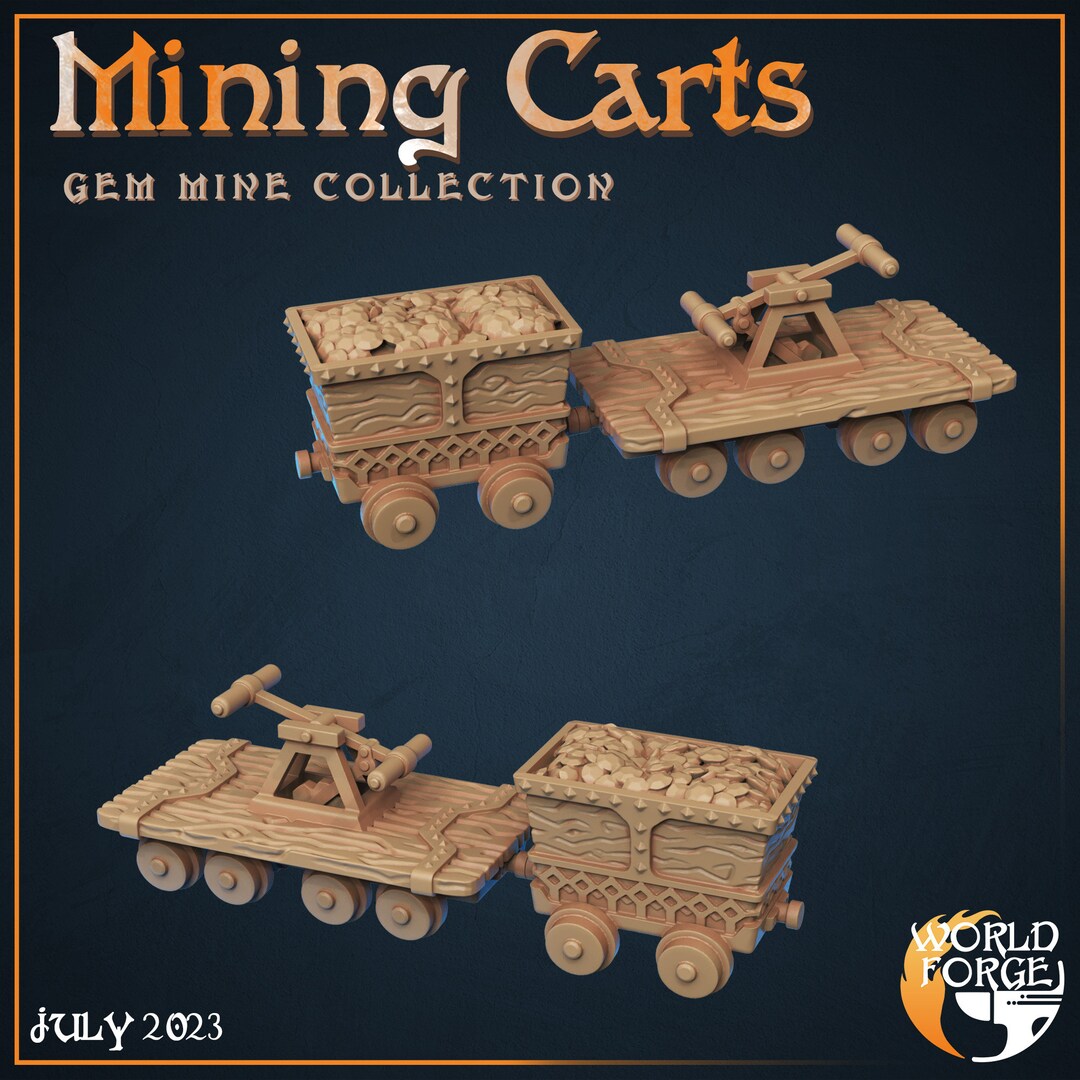 Mine Carts - Dwarven Gem Mine Collection - Unpainted Miniature - Etsy