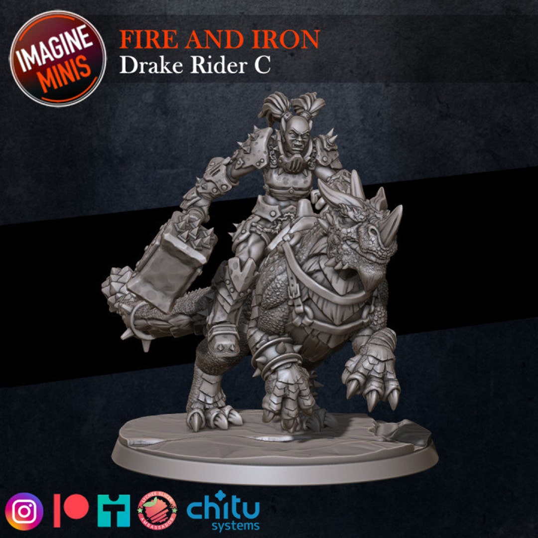 Orc Drake Rider Pose C Fire & Iron Set Unpainted Miniature - Etsy