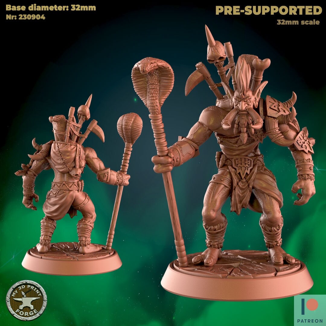 Troll Chieftain With Staff - 32mm Scale - Unpainted Miniature for Dnd ...