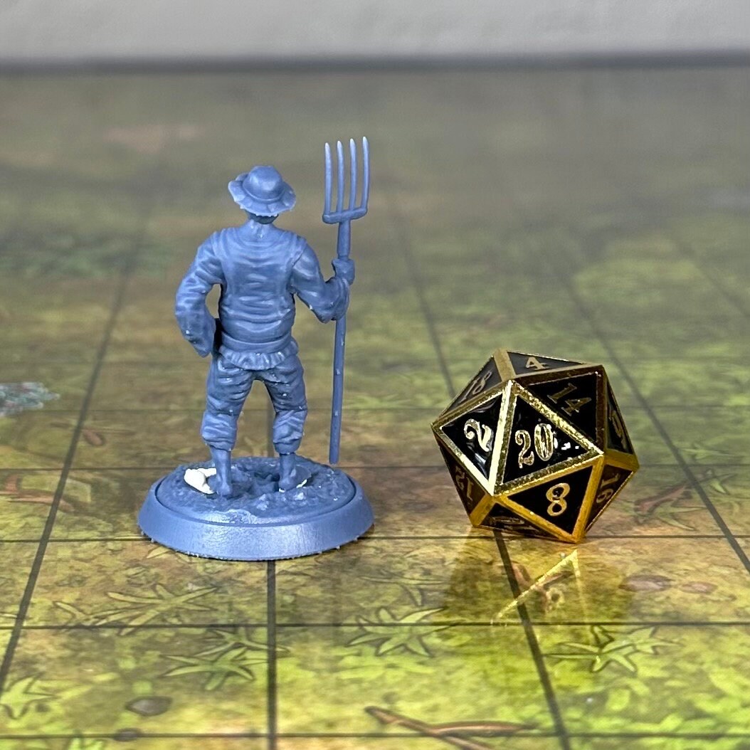 Farmer With Pitchfork - 32mm Scale - Unpainted Miniature - Etsy