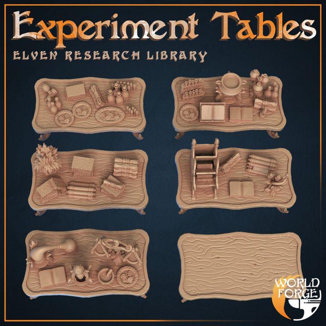 Research Tables - Elven Research Library - Unpainted Miniature - Etsy