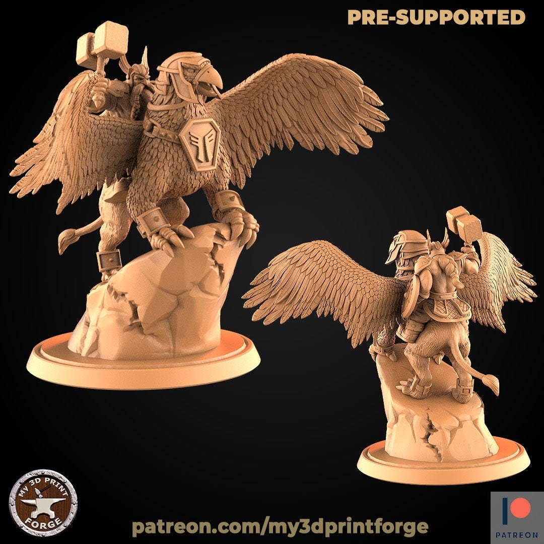 Male Dwarf Gryphon Rider Unpainted Miniature - Etsy