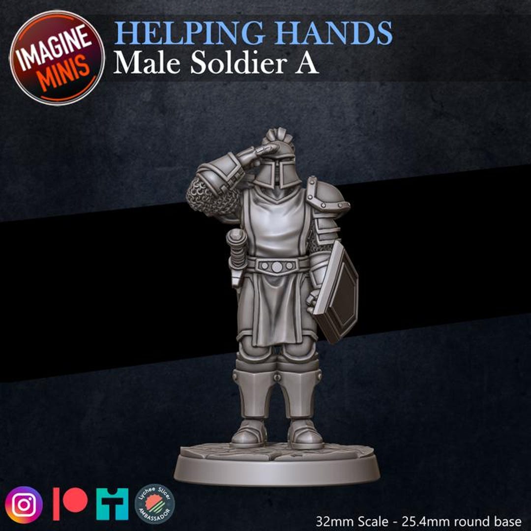 Male Soldier, Pose A - Helping Hands Set - 32mm Scale - Unpainted ...