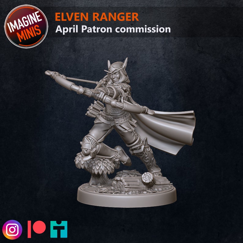 Elf Ranger Miniature - 32mm Scale - Unpainted Miniature - Etsy