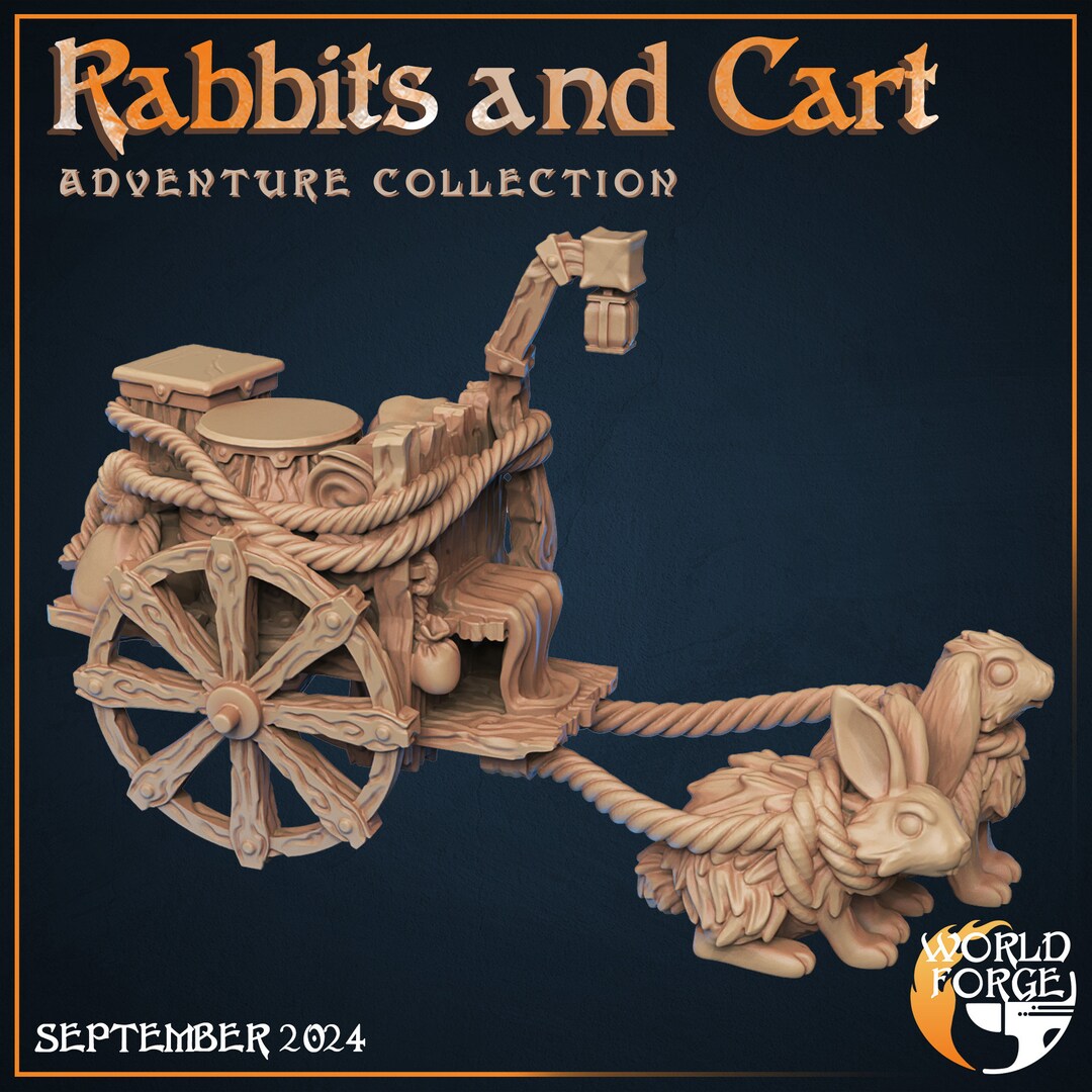 Rabbits and Cart - Adventure Collection - Unpainted Miniature - Etsy