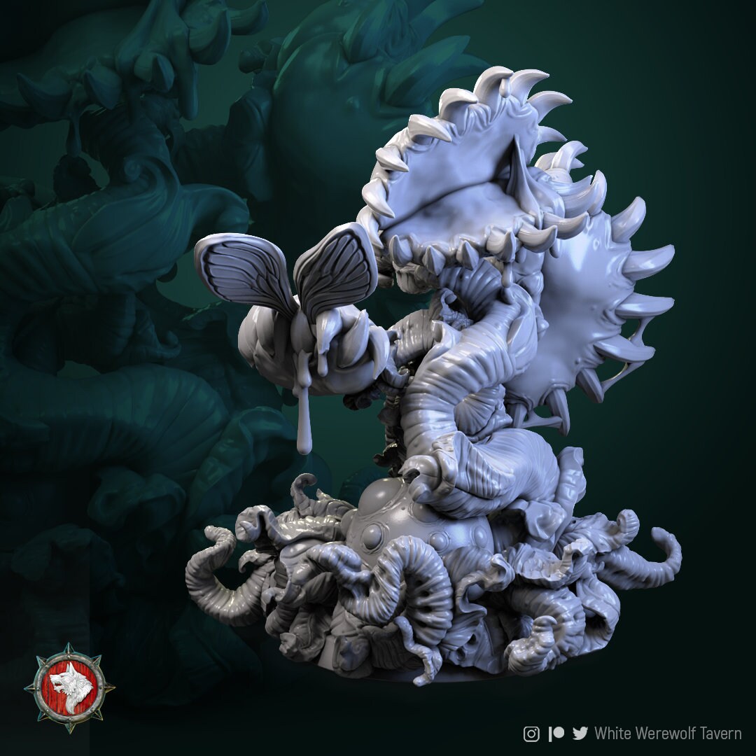 Predatory Flower With Butterfly - 32mm Scale - Unpainted Miniature - Etsy