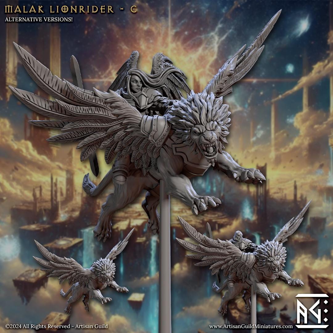 Malakim Lion Rider, Pose C, Wrath of Malakim Set - Unpainted Miniature ...