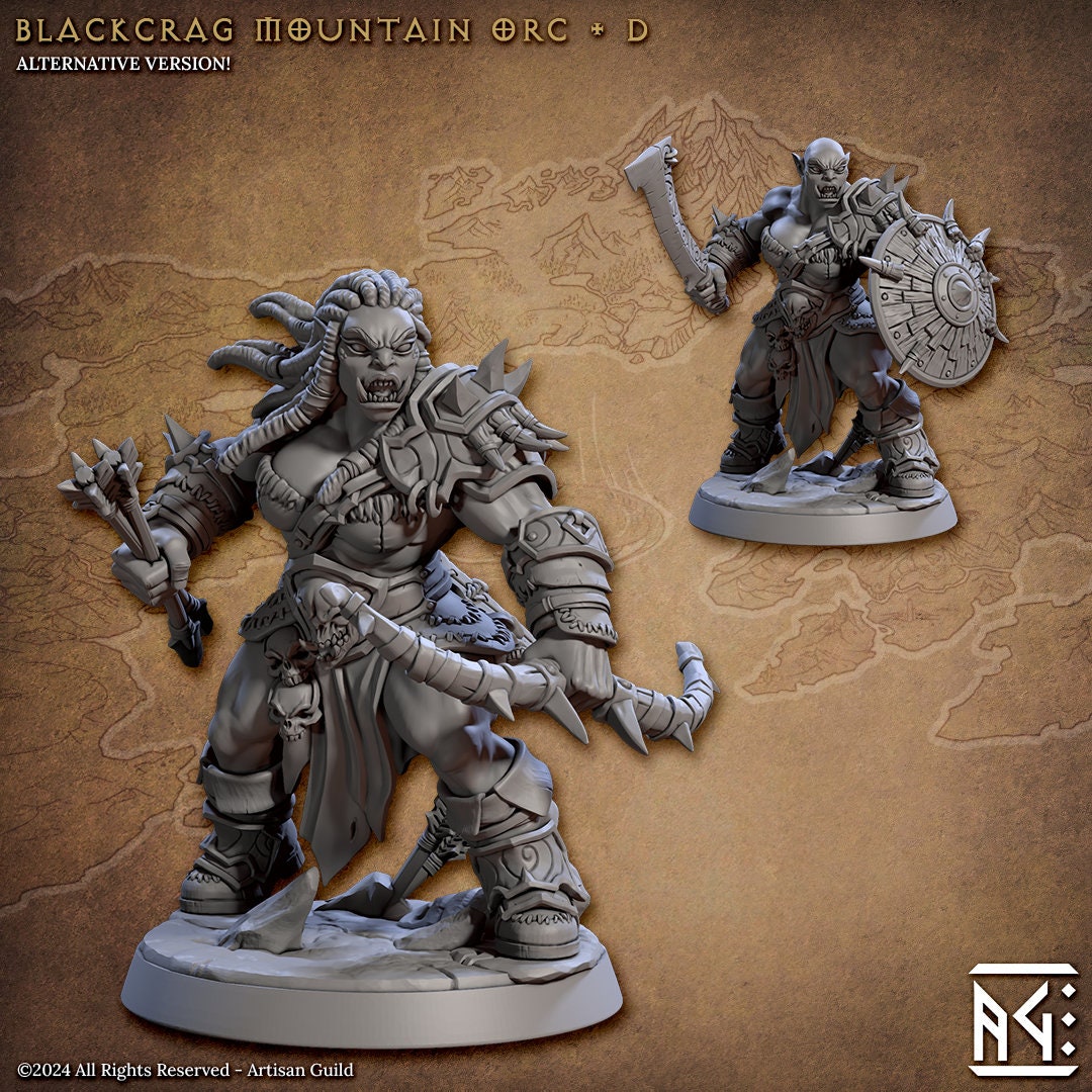 Mountain Orc - Pose D - Blackcrag Orcs Set - 32mm Scale - Unpainted Miniature for Dnd ...