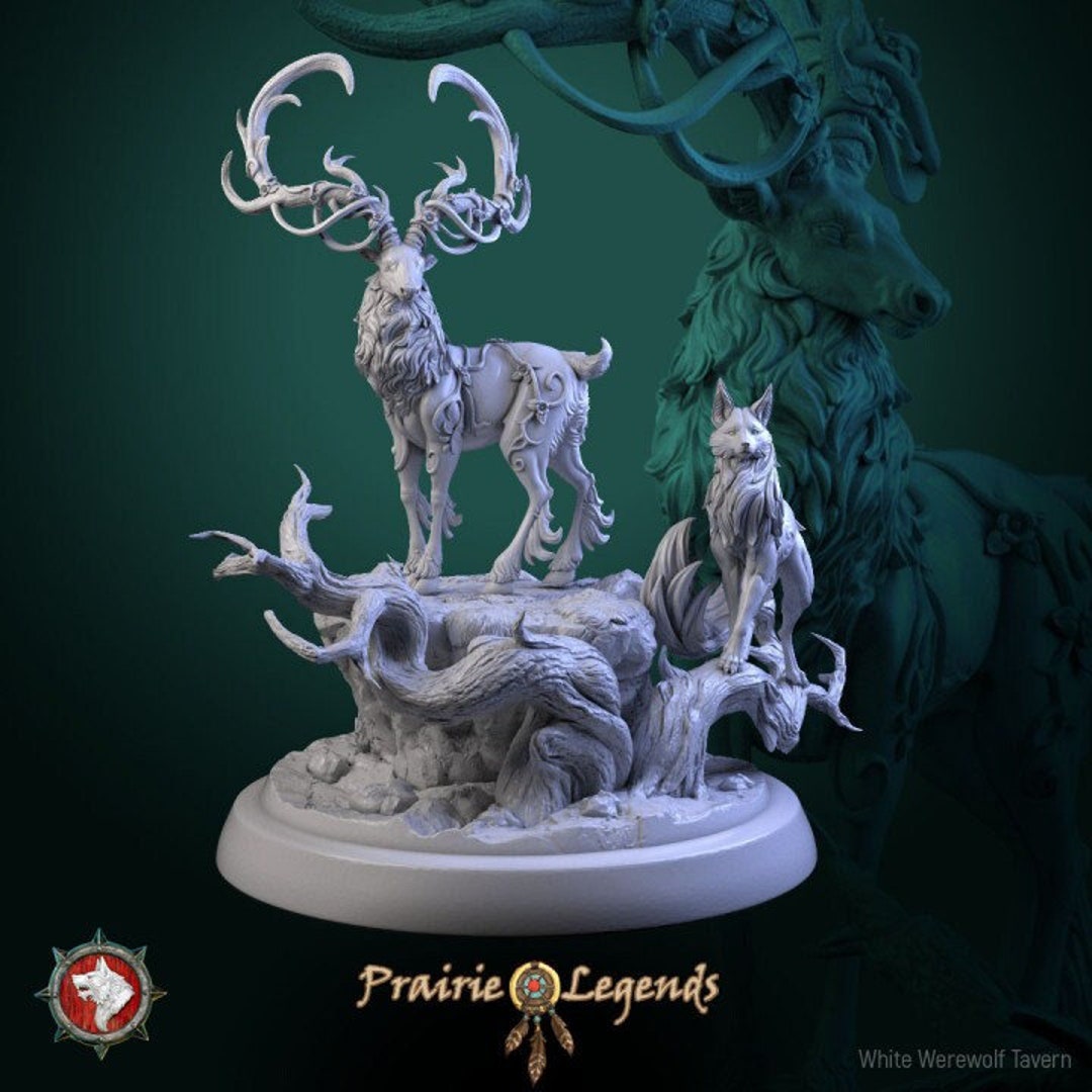 Magic Deer & Fox Diorama - Unpainted Miniatures - Etsy