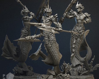 Painted Dnd Miniature Mermaid, Merman, Merfolk Dungeons and Dragons ...