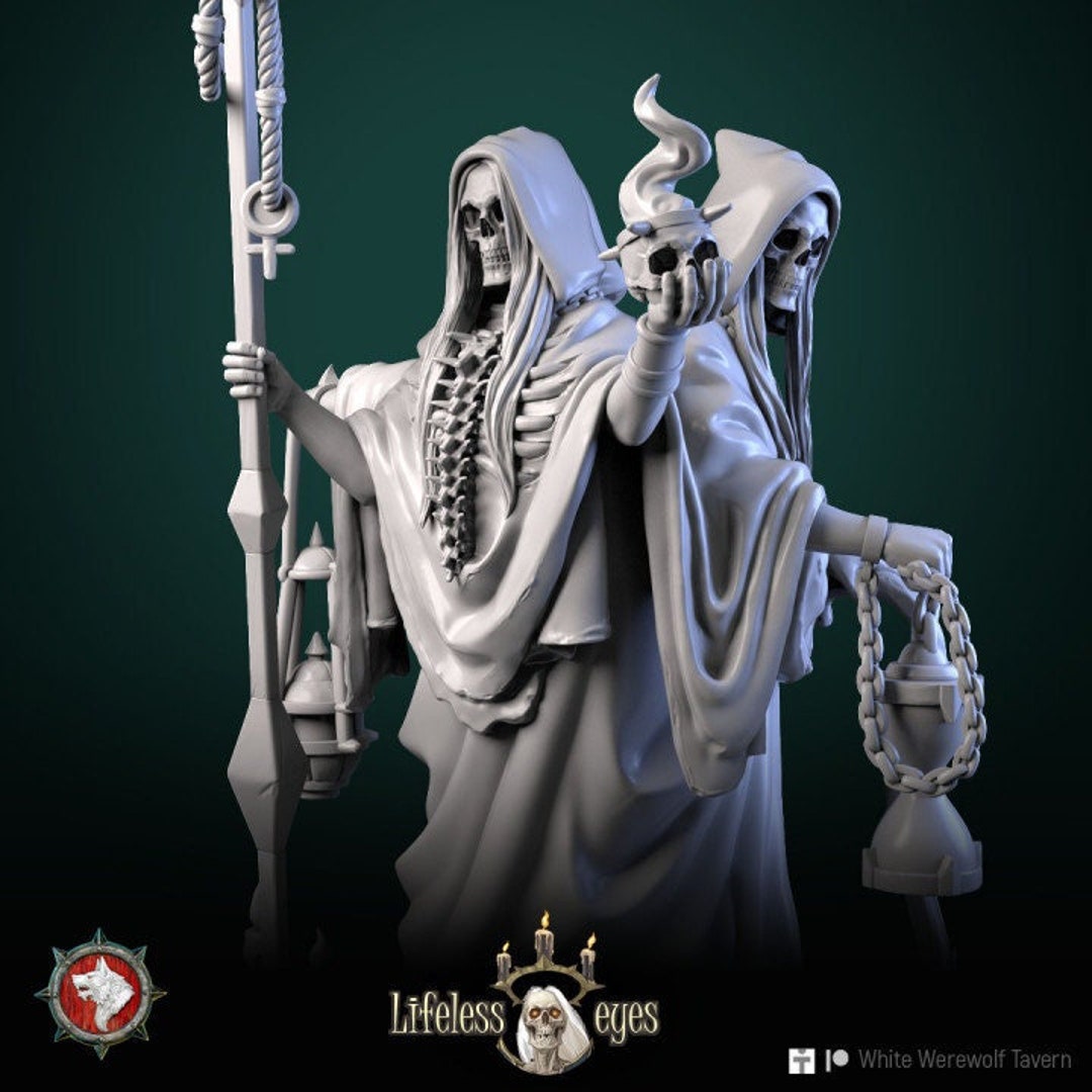 Necromancer Trio, Three Necromancers - 32mm Scale - Unpainted Miniature ...