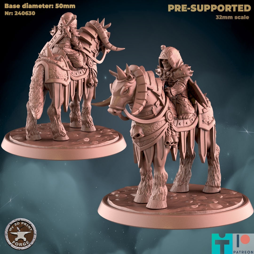 Male Gnome Death Knight, Mounted Rider 32mm Scale Unpainted Miniature ...