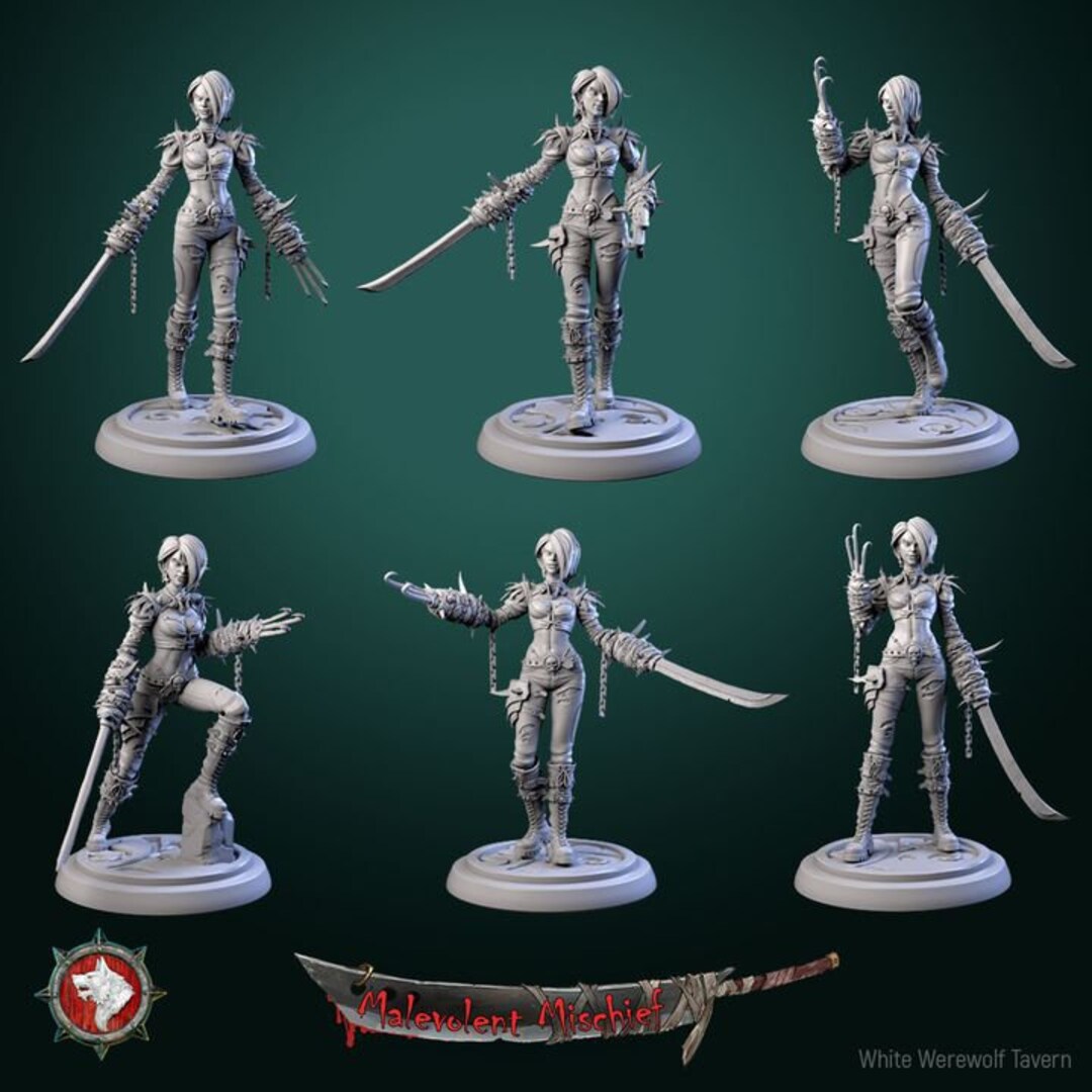 Kala, the Crimson Huntress 6 Poses 32mm Scale Unpainted Miniature for ...