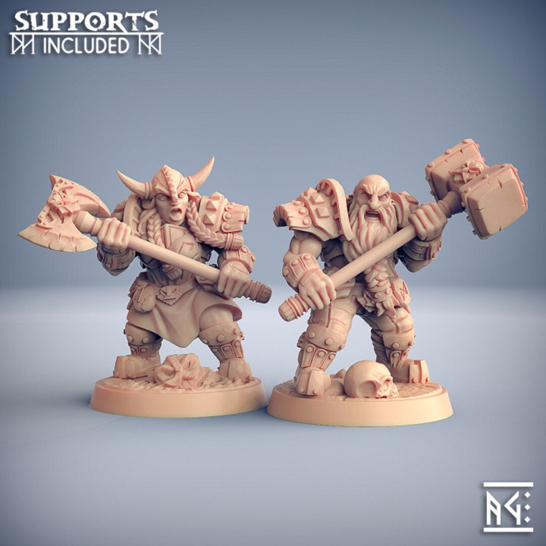 Dwarven Specialists - Dwarven Defenders Set - 32mm Scale - Unpainted ...
