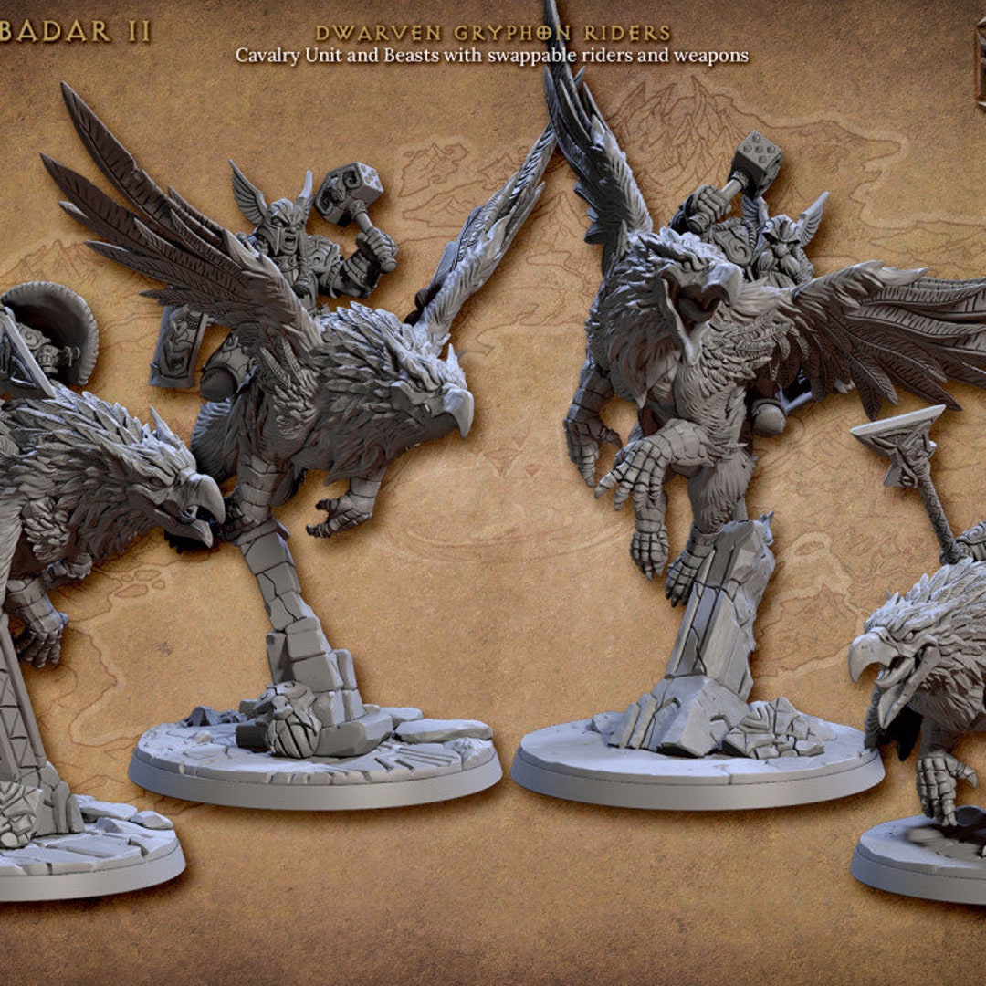 Dwarf Gryphon Riders 4 Poses Unpainted Miniatures - Etsy