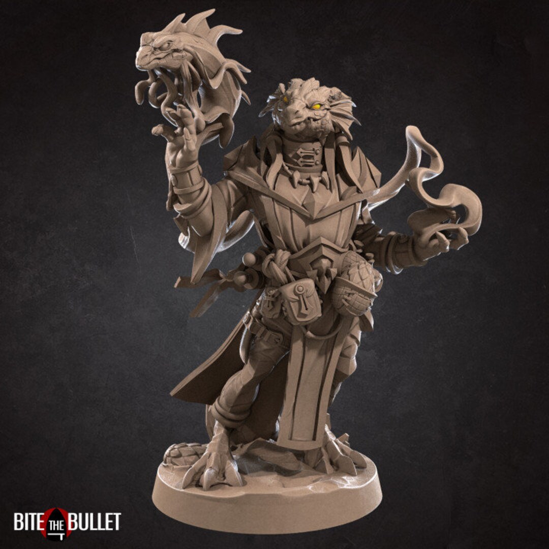 Female Dragonborn Wizard - Unpainted Miniature - Etsy