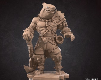 Sharkfolk Bandit Fighter Miniature Fishing Village Bite the Bullet D&D ...