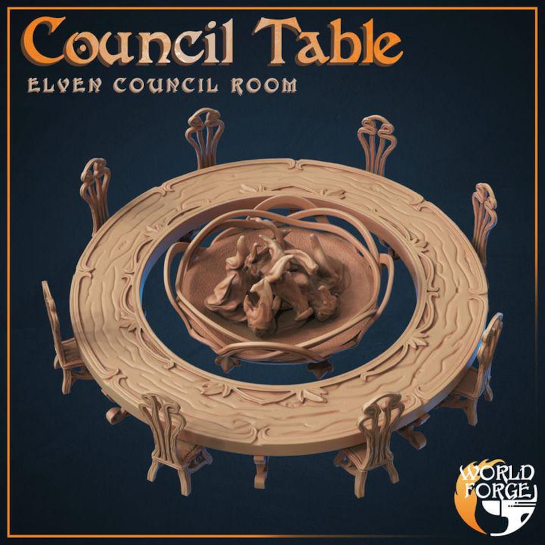Council Table With Brazier - Elven Council Set - Unpainted Miniature - Etsy