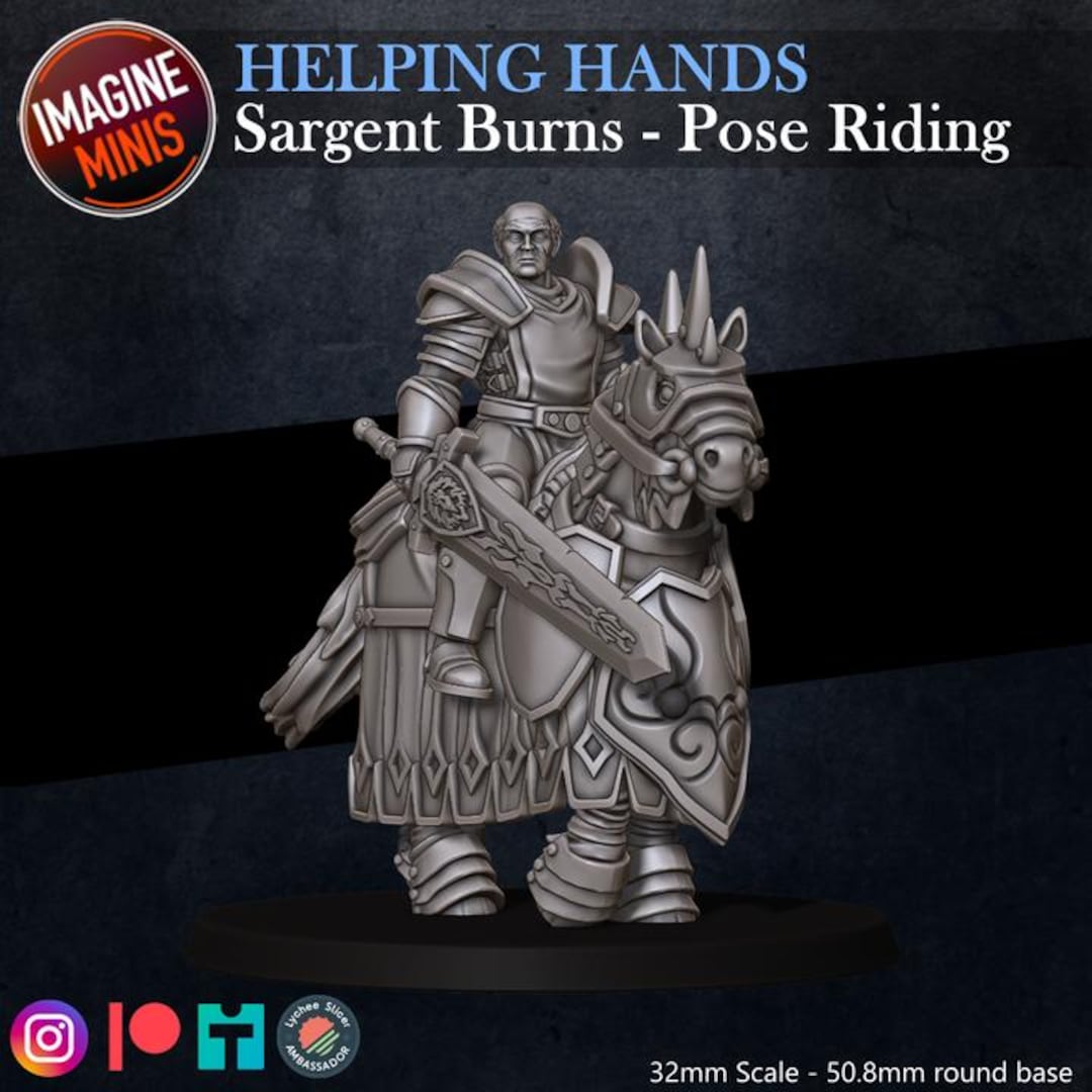 Sergeant Burns, Mounted - Helping Hands Set - 32mm Scale - Unpainted ...