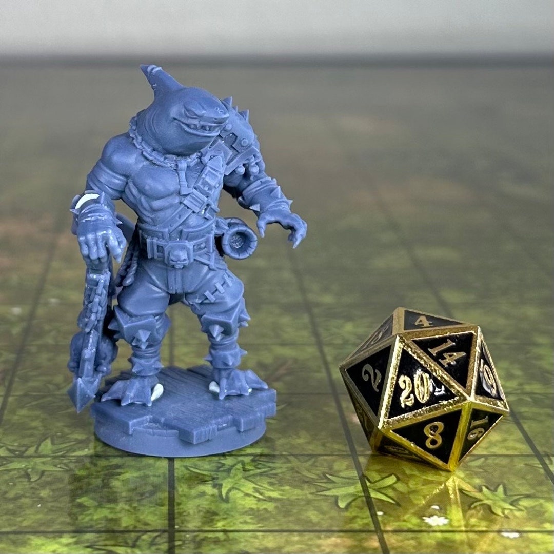 Sharkfolk Bandit - 32mm, 35mm Scale - Unpainted Miniature - Etsy