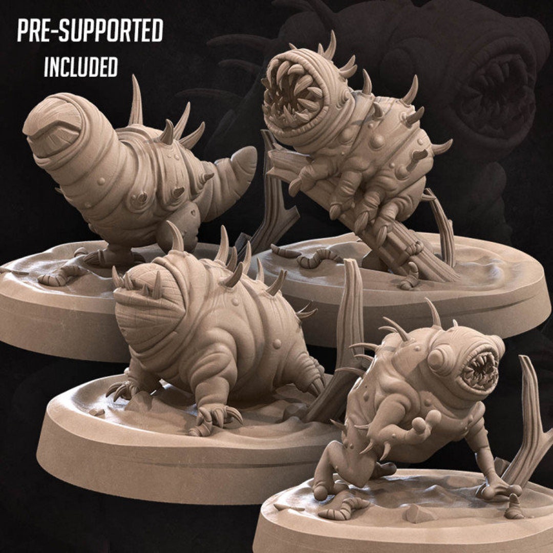 Pests, Small Worms Abyss Minions 32mm, 35mm Scale Unpainted Miniature ...