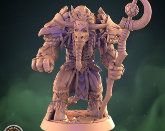 Female Minotaur Druid Armored Unpainted Miniature - Etsy