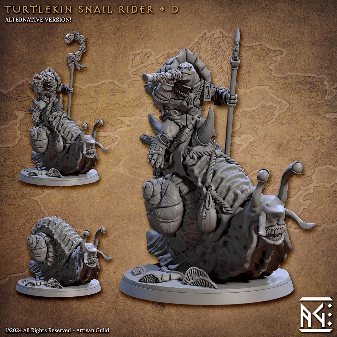 Giant Snail Rider, Pose D - Jadeshell Turtlekin - 32mm Scale ...