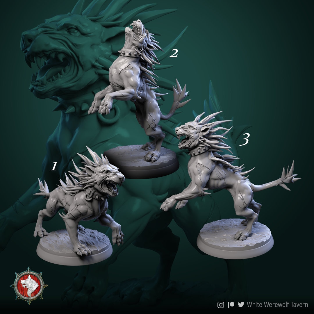 Evil Dogs - 3 Poses - 32mm Scale - Unpainted Miniature for Dnd ...
