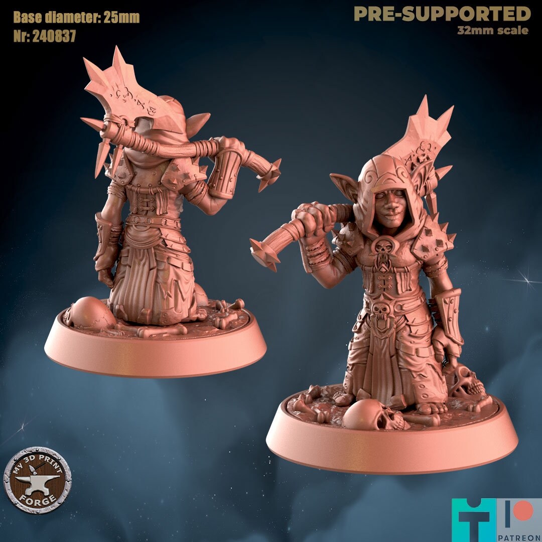 Goblin Female Death Knight 2 Poses Unpainted Miniature - Etsy