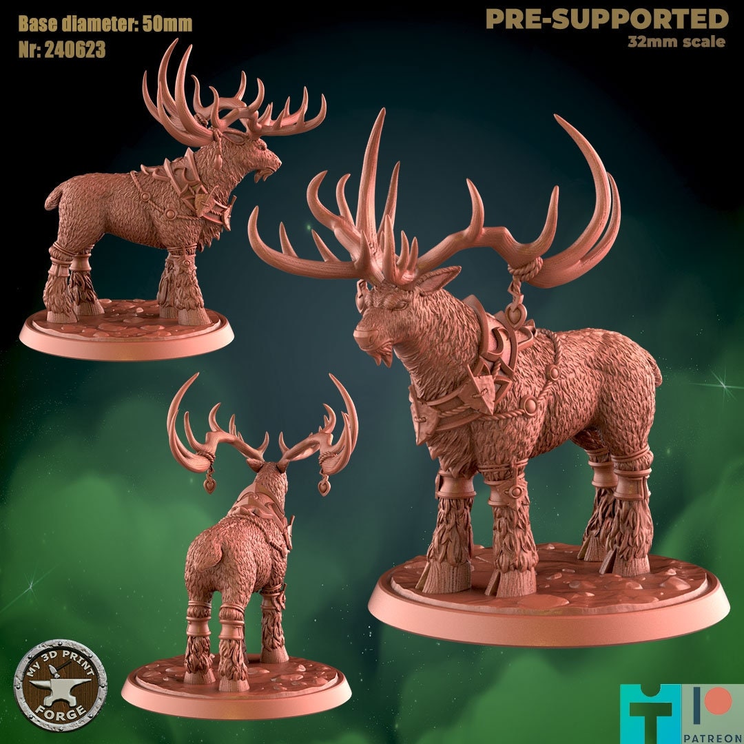 Stag - 2 Poses - Beast Shape - Druid Set - 32mm Scale - Unpainted ...
