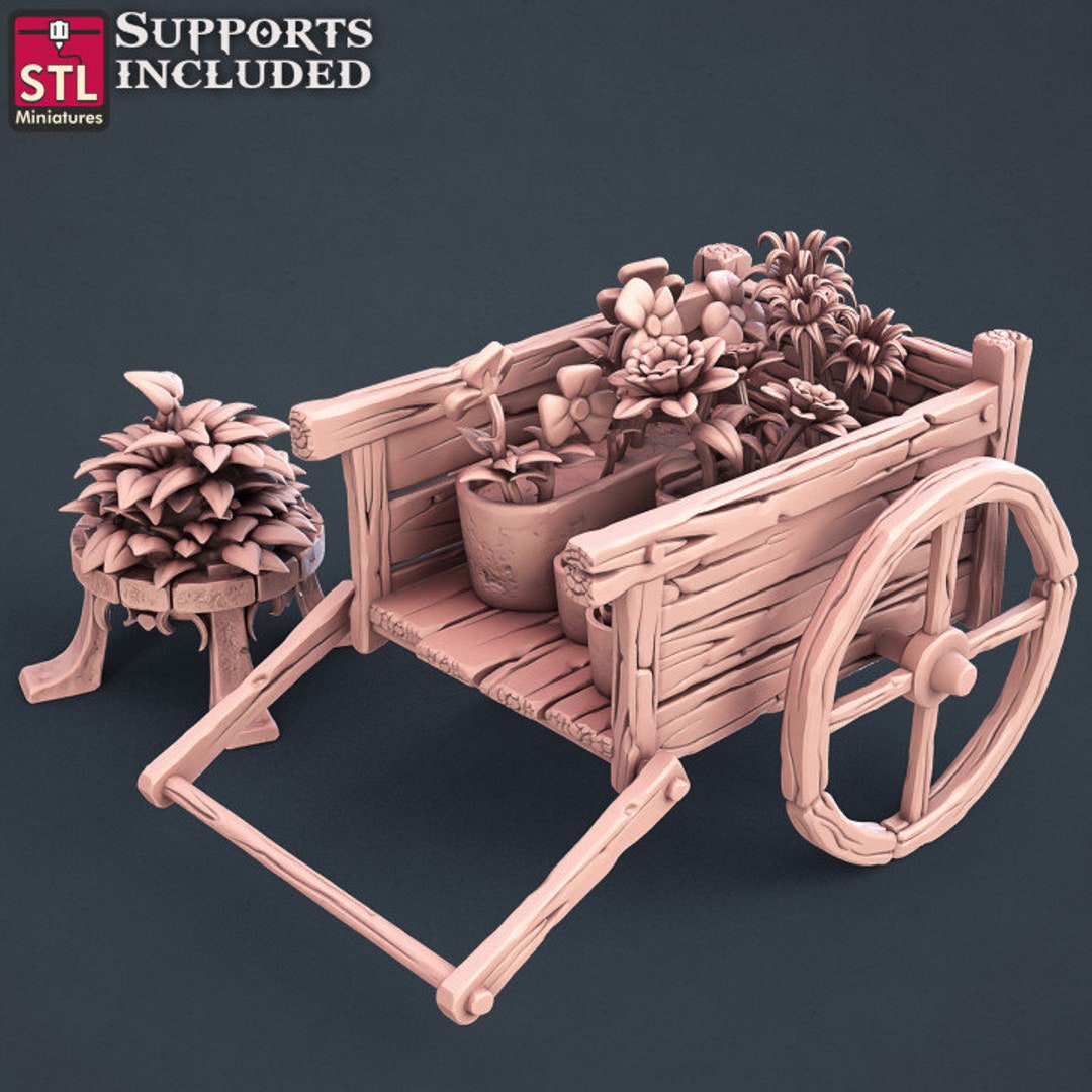 Cart With Flowers - Unpainted Miniature - Etsy