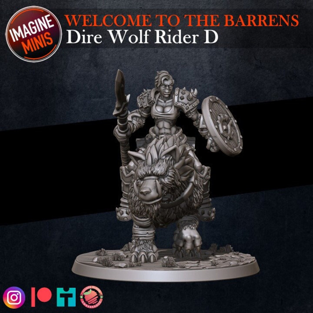 Orc Dire Wolf Rider Pose D Barrens Set Unpainted Miniature - Etsy