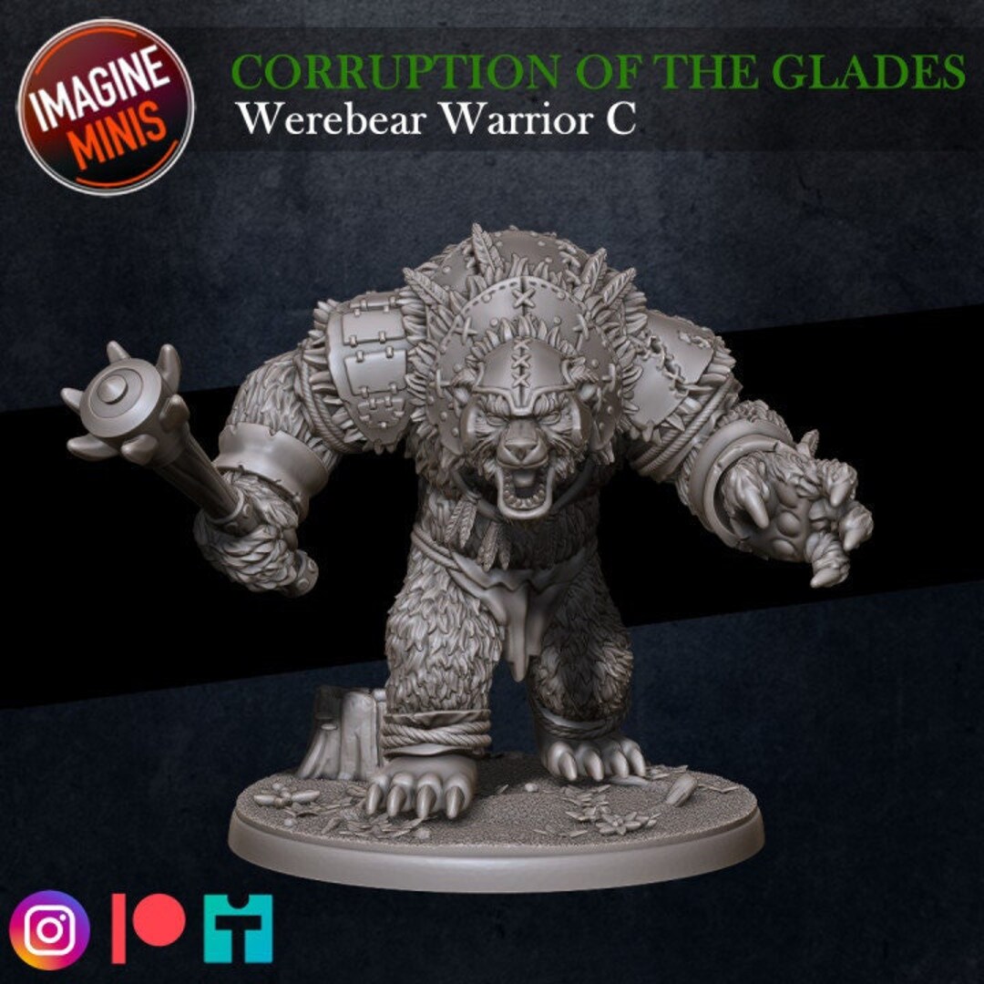 Werebear Warrior C Unpainted Miniature - Etsy