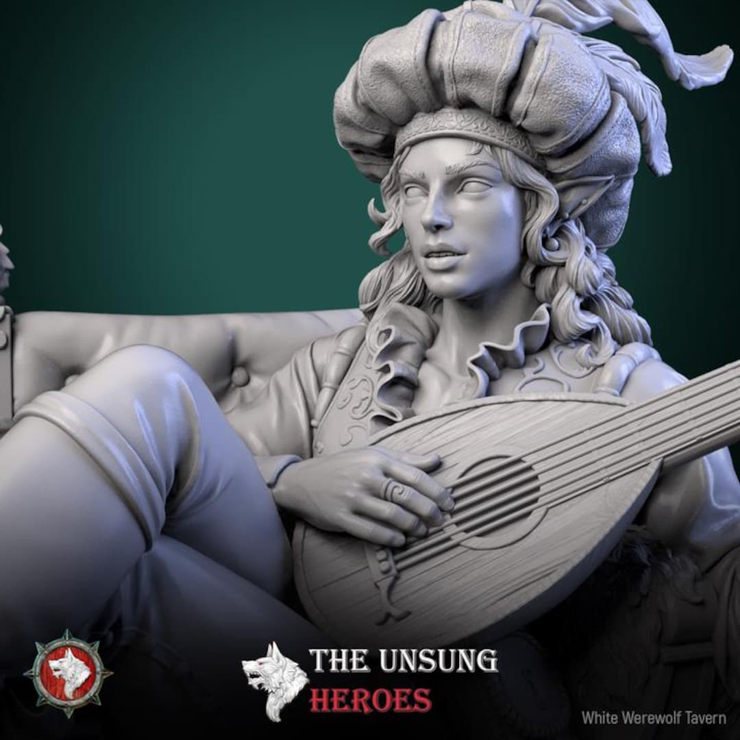 Jax Fiddlefoot, Lord of the Lute, Elf Bard - Unpainted Miniature - Etsy