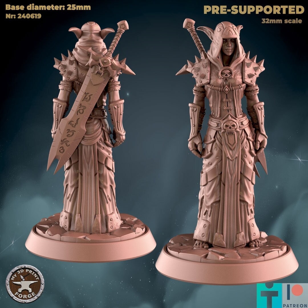 Female Night Elf Death Knight 2 Poses Unpainted Miniature - Etsy