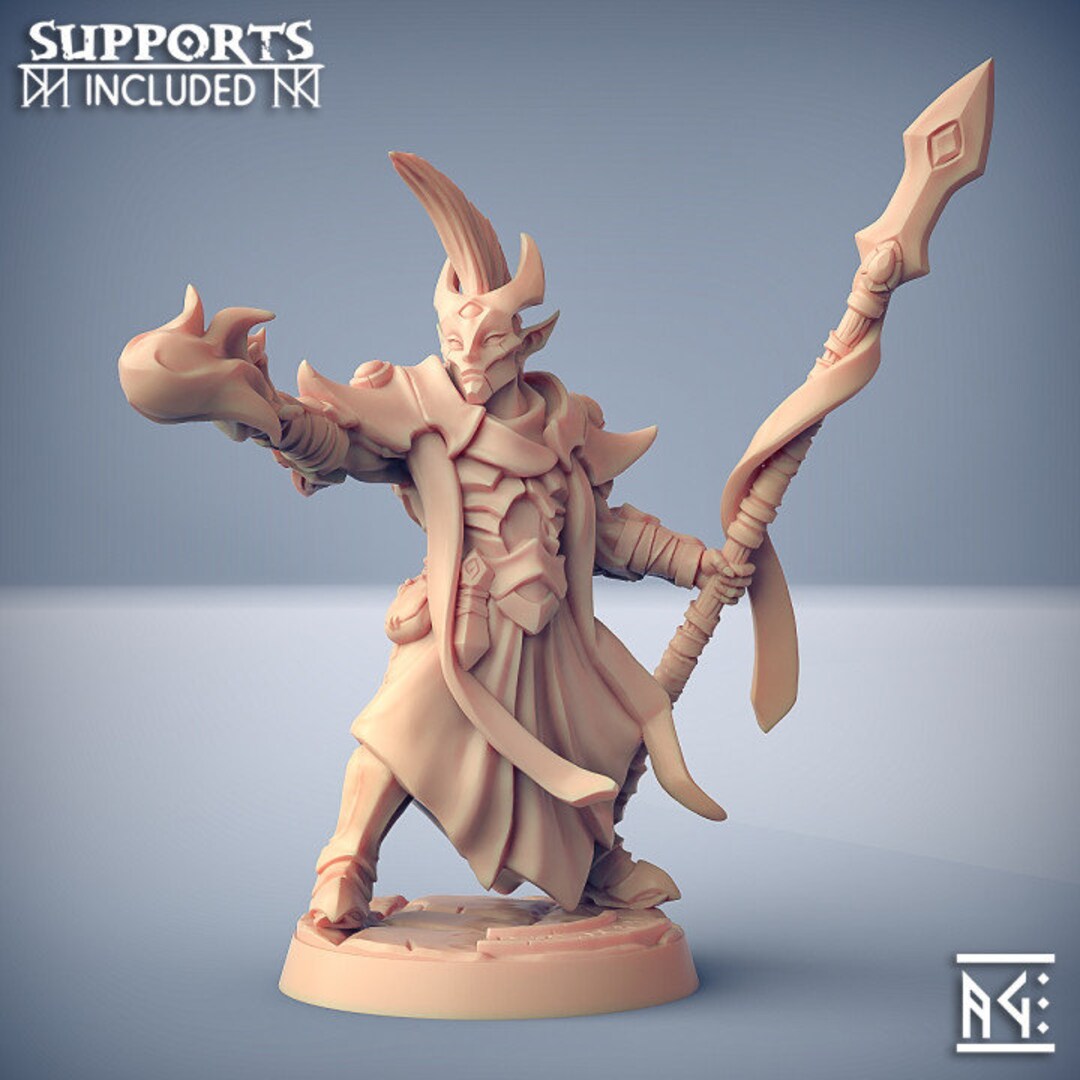 Ashen Alfar Priest - Pose F - 32mm Scale - Unpainted Miniature for Dnd ...