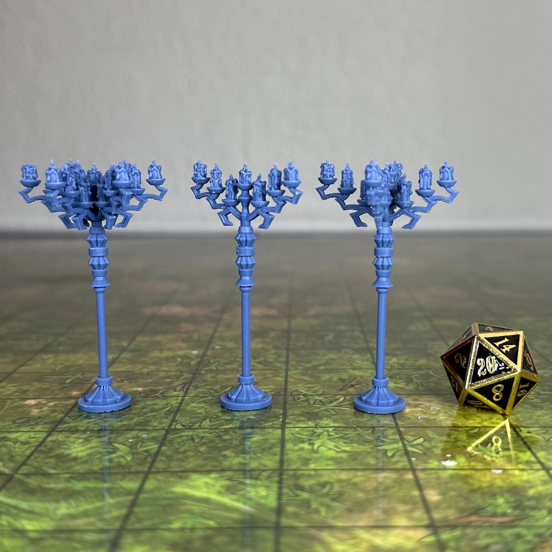 3D Printed Candelabra Set: Unpainted Miniature for RPG - Etsy