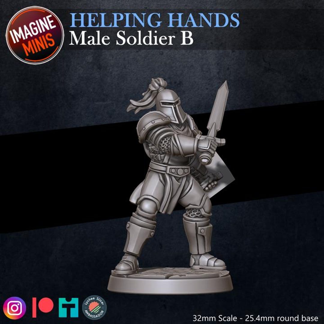Male Soldier, Pose B - Helping Hands Set - 32mm Scale - Unpainted ...