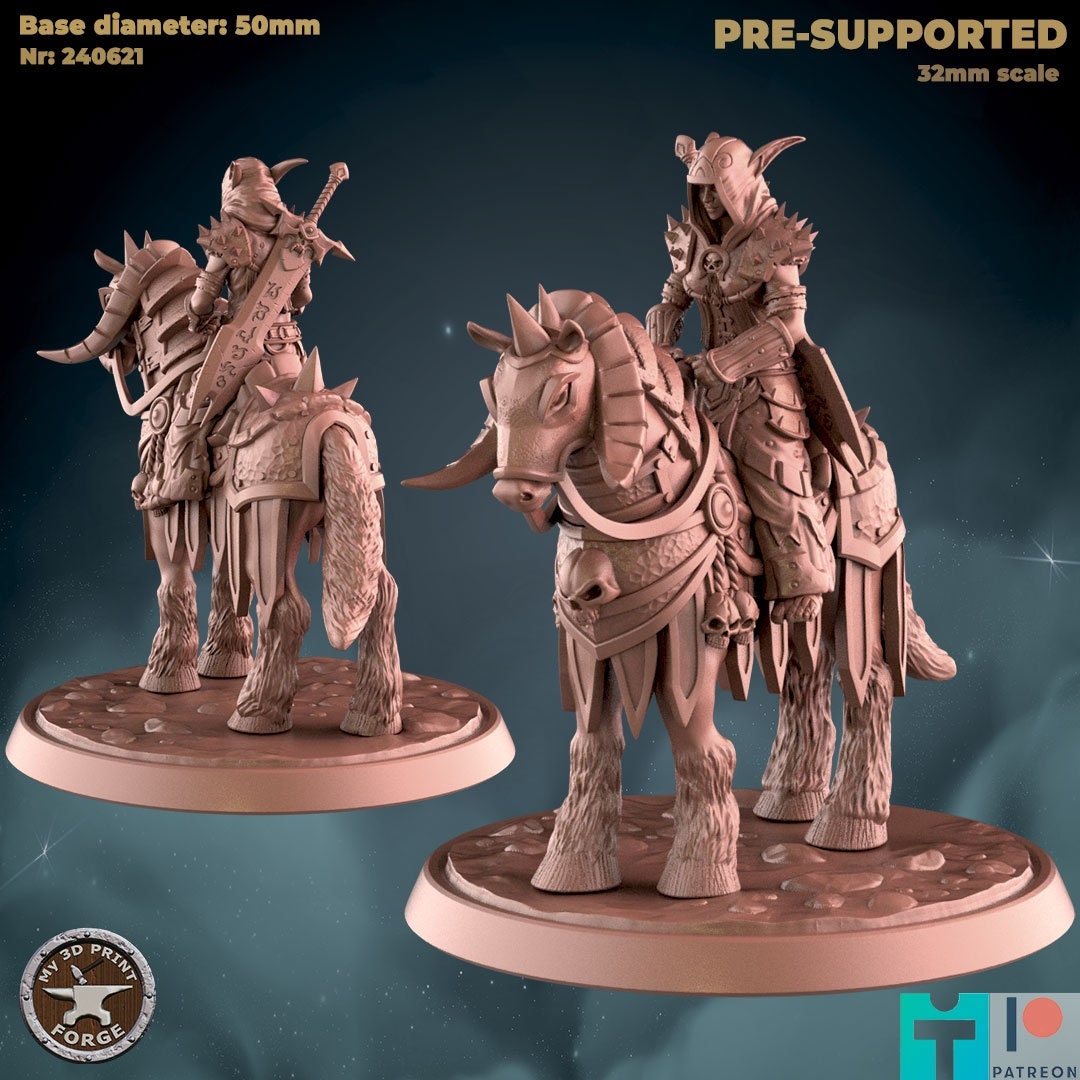 Female Night Elf Death Knight, Mounted Rider 32mm Scale Unpainted ...