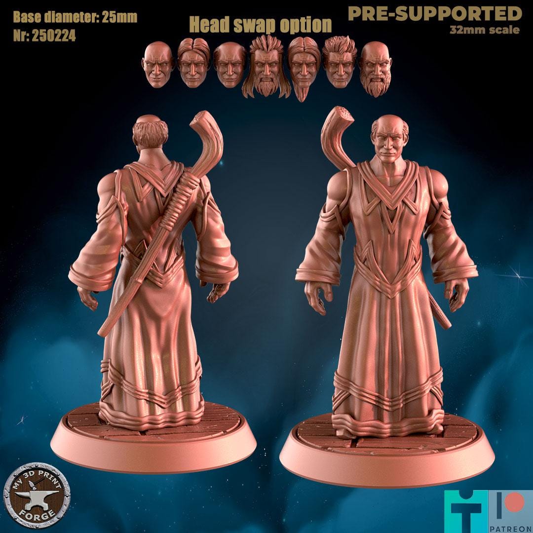 Human Male Priest, Starting Gear - 2 Poses - 32mm Scale - Unpainted ...
