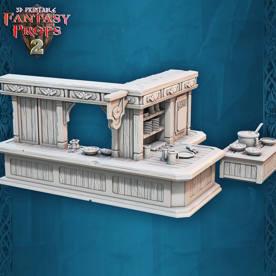 Food Counter - Tavern Set - 32mm Scale - Unpainted Miniature for Dnd ...